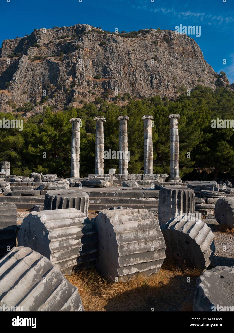 Temple of Athena in the ruins of Priene. Historical antic heritages of ...