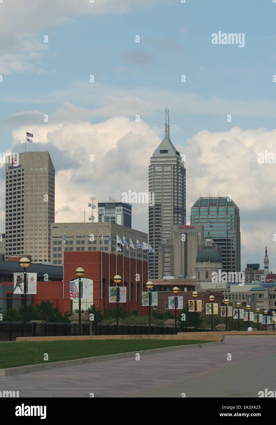 Indianapolis, IN, USA-August 25,2007:Downtown Skyline with Skyscrapers ...
