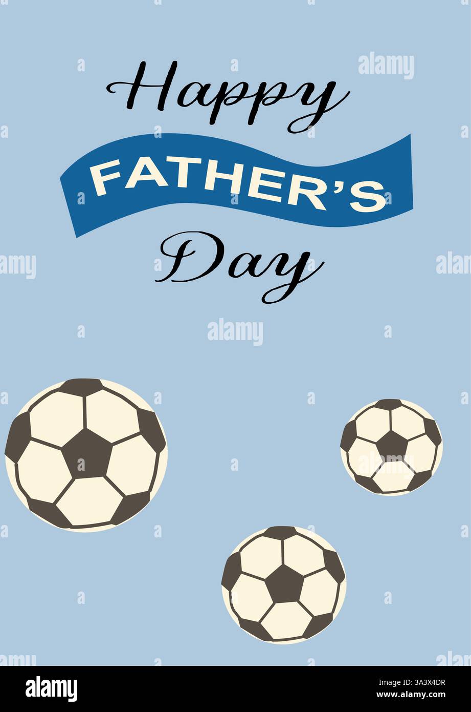 Happy father's day card with soccer theme on light blue background ...