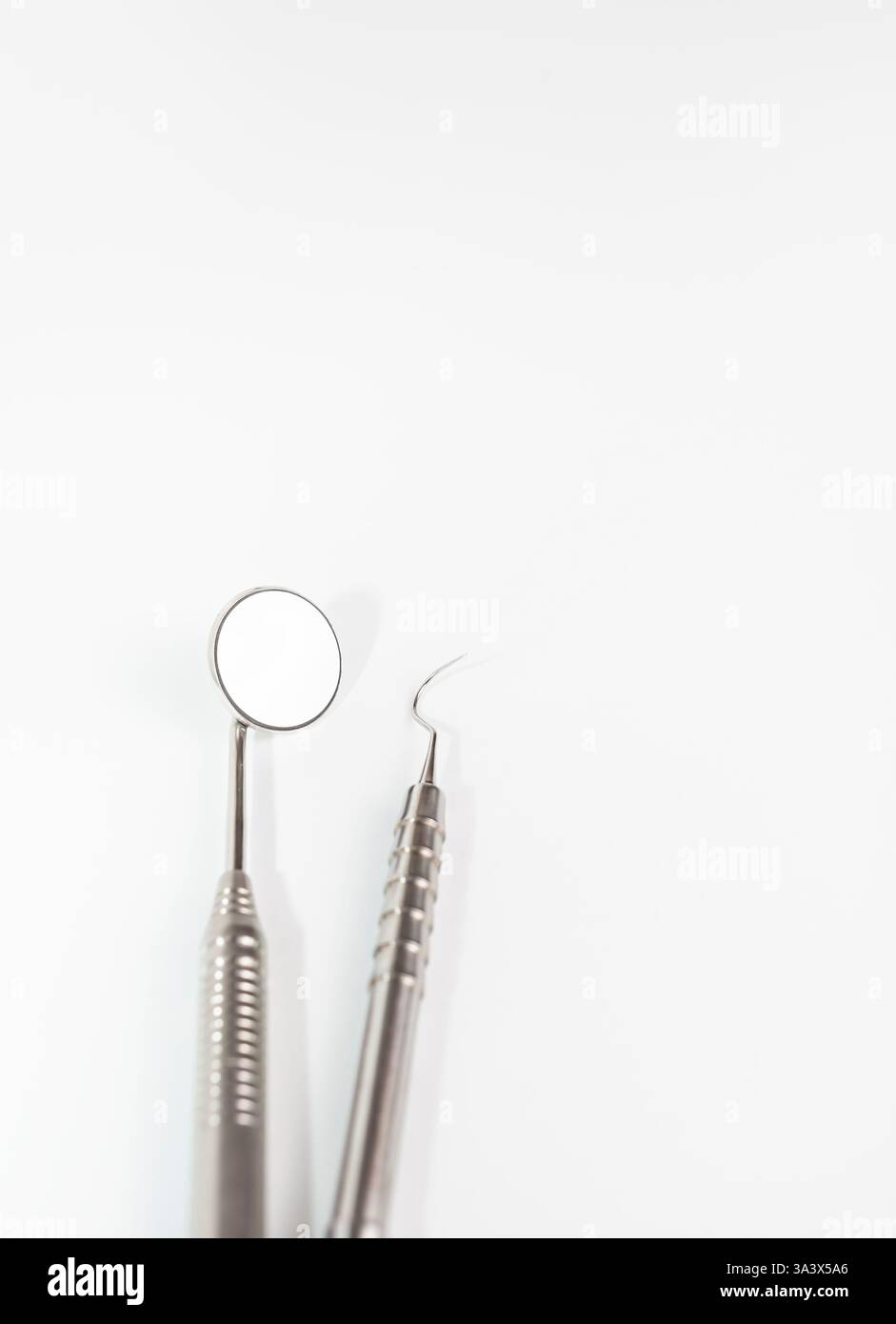Isolated Basic Dental Instruments Set, Mirror, Explorer. Oral Hygiene ...