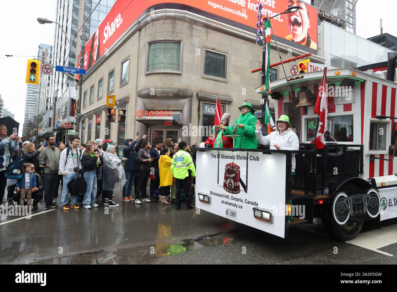 A float in the parade attracts visitors. Toronto, Canada.16th March ...