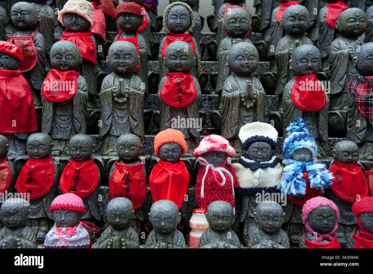 Jizo statues are small stone statues that represent Jizo Bosatsu, a ...