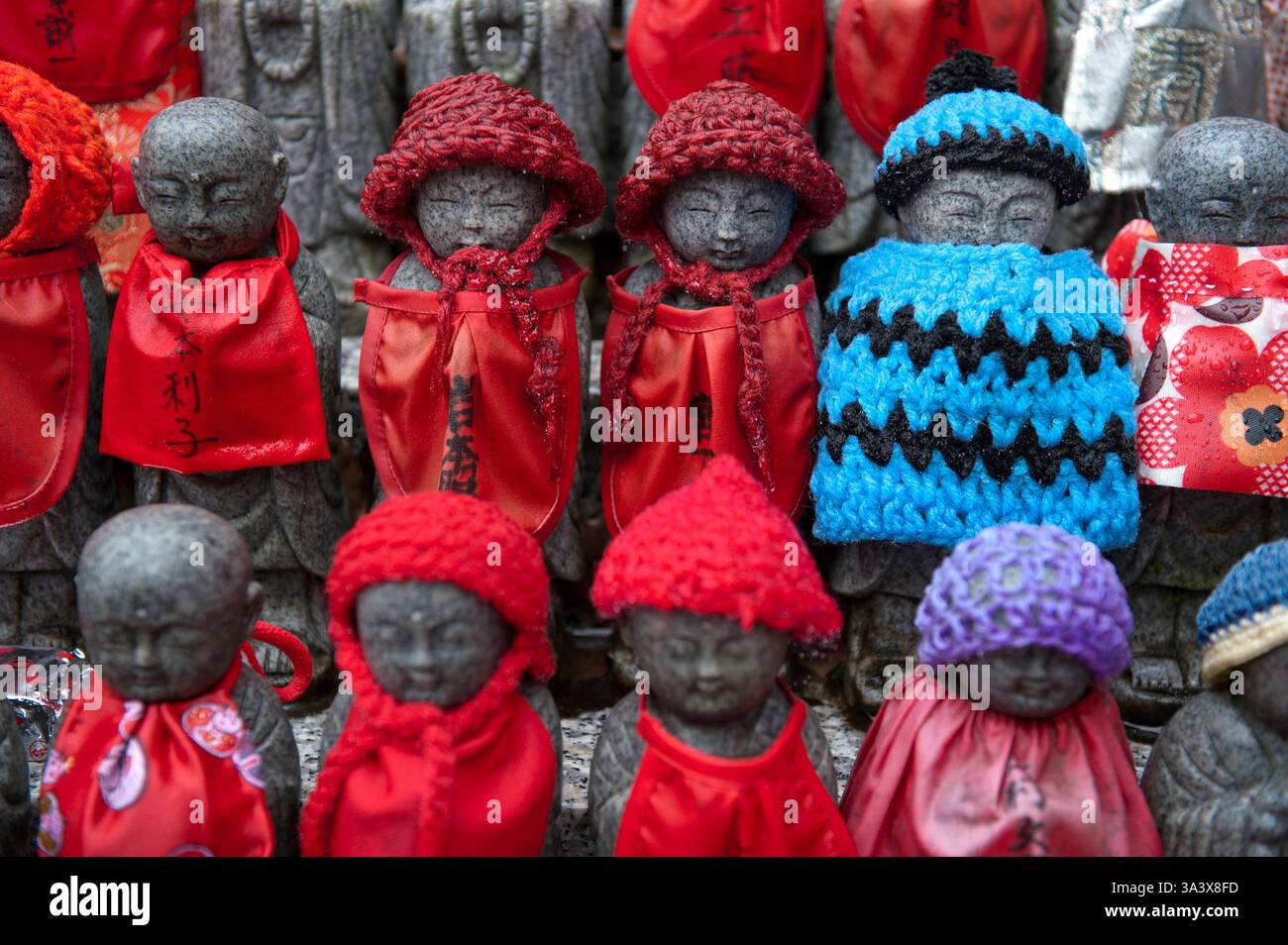 Jizo statues are small stone statues that represent Jizo Bosatsu, a ...
