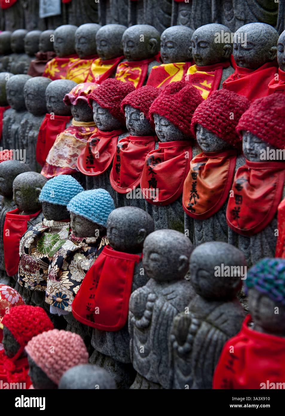 Jizo statues are small stone statues that represent Jizo Bosatsu, a ...