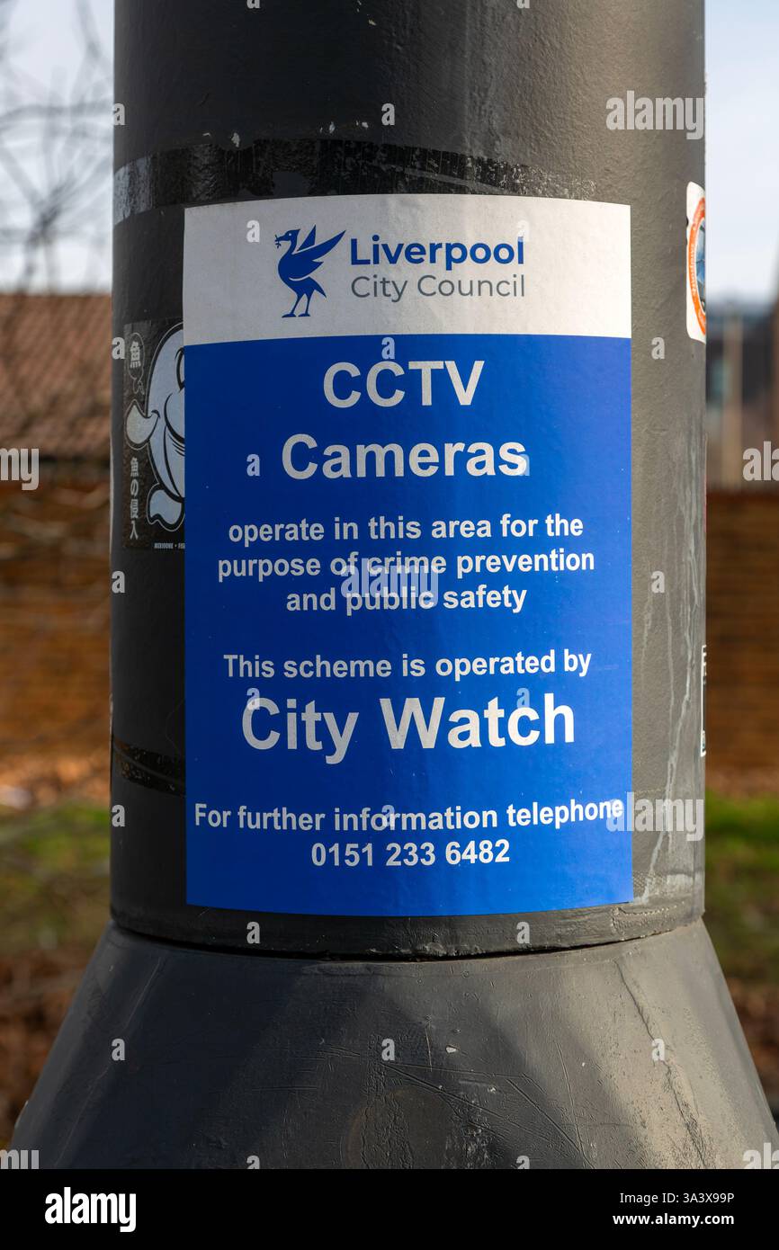 CCTV cameras in operation for crime prevention sign on lamppost ...