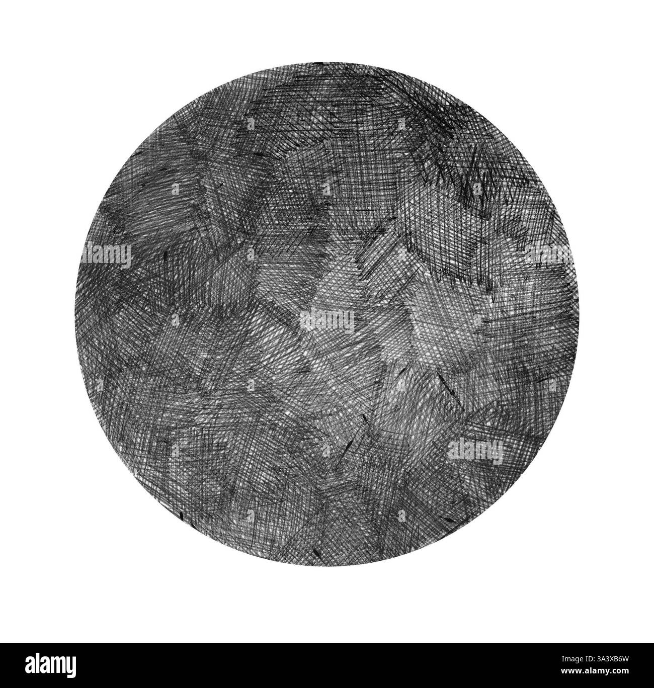 Circle filled with stroke texture. Pen drawing. Thin strokes in ...