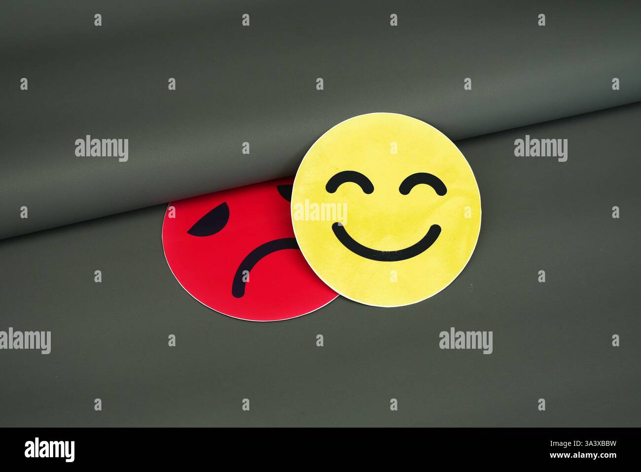 Happy Face Covering Sad Face Concept of Hiding Emotions, Duality ...