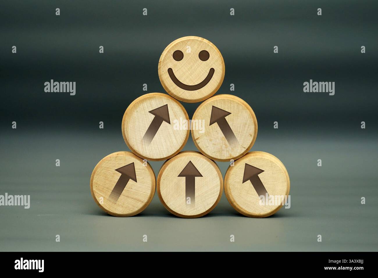 Success and Growth Concept - Wooden Blocks Pyramid with Smiley Face and ...