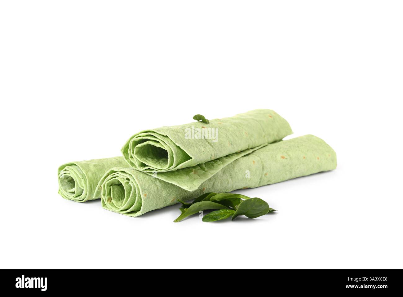 Fresh green lavash with spinach on white background Stock Photo - Alamy