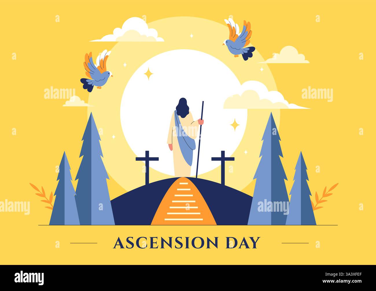 Ascension Day Vector Illustration Featuring the Assumption of Mary in ...