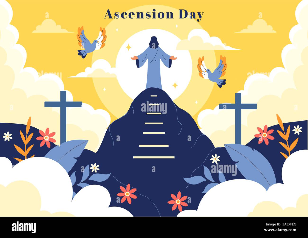 Ascension Day Vector Illustration Featuring the Assumption of Mary in ...
