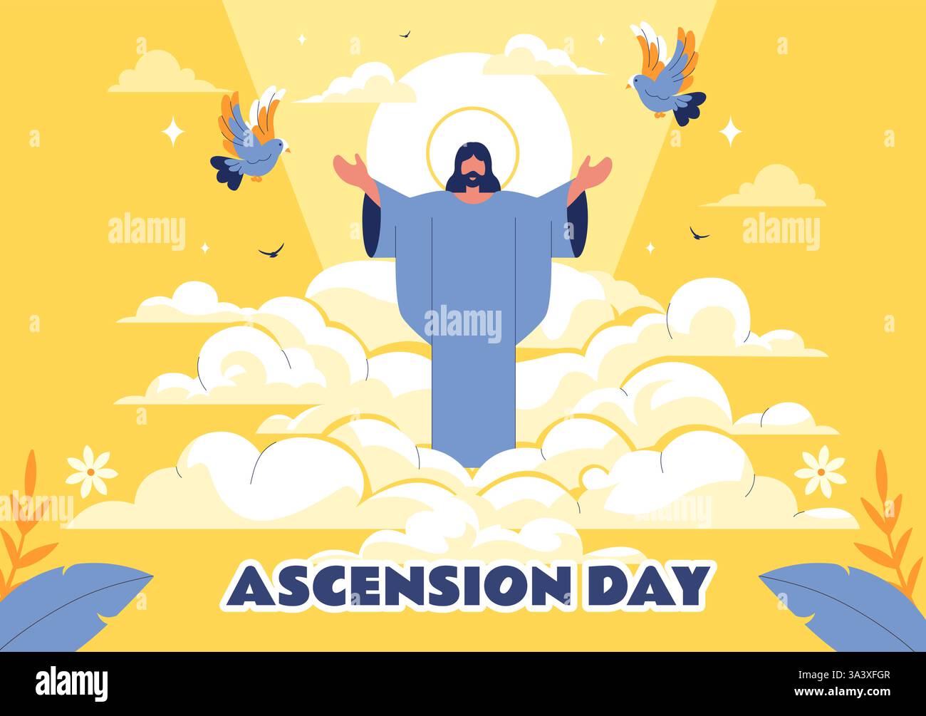 Ascension Day Vector Illustration Featuring the Assumption of Mary in ...