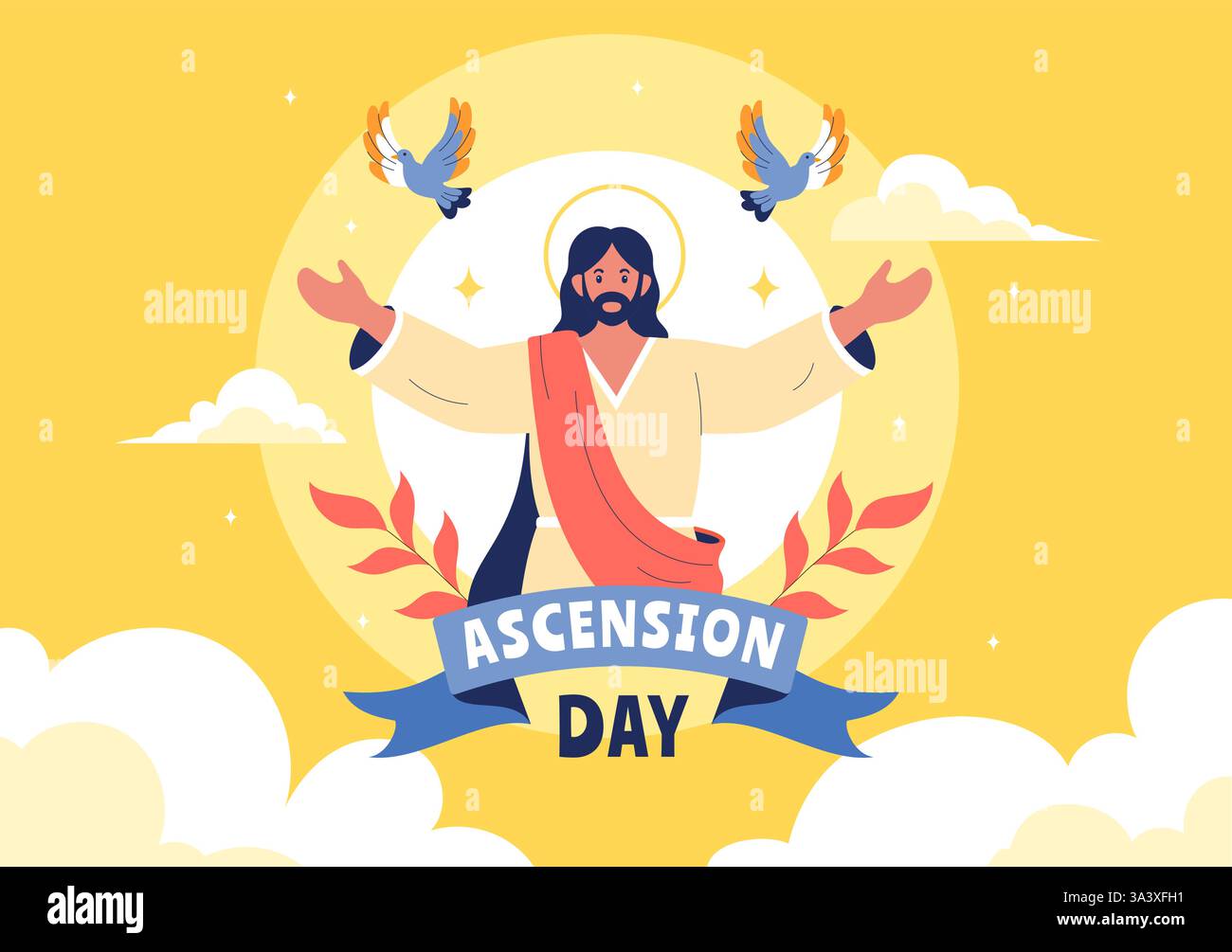 Ascension Day Vector Illustration Featuring the Assumption of Mary in ...