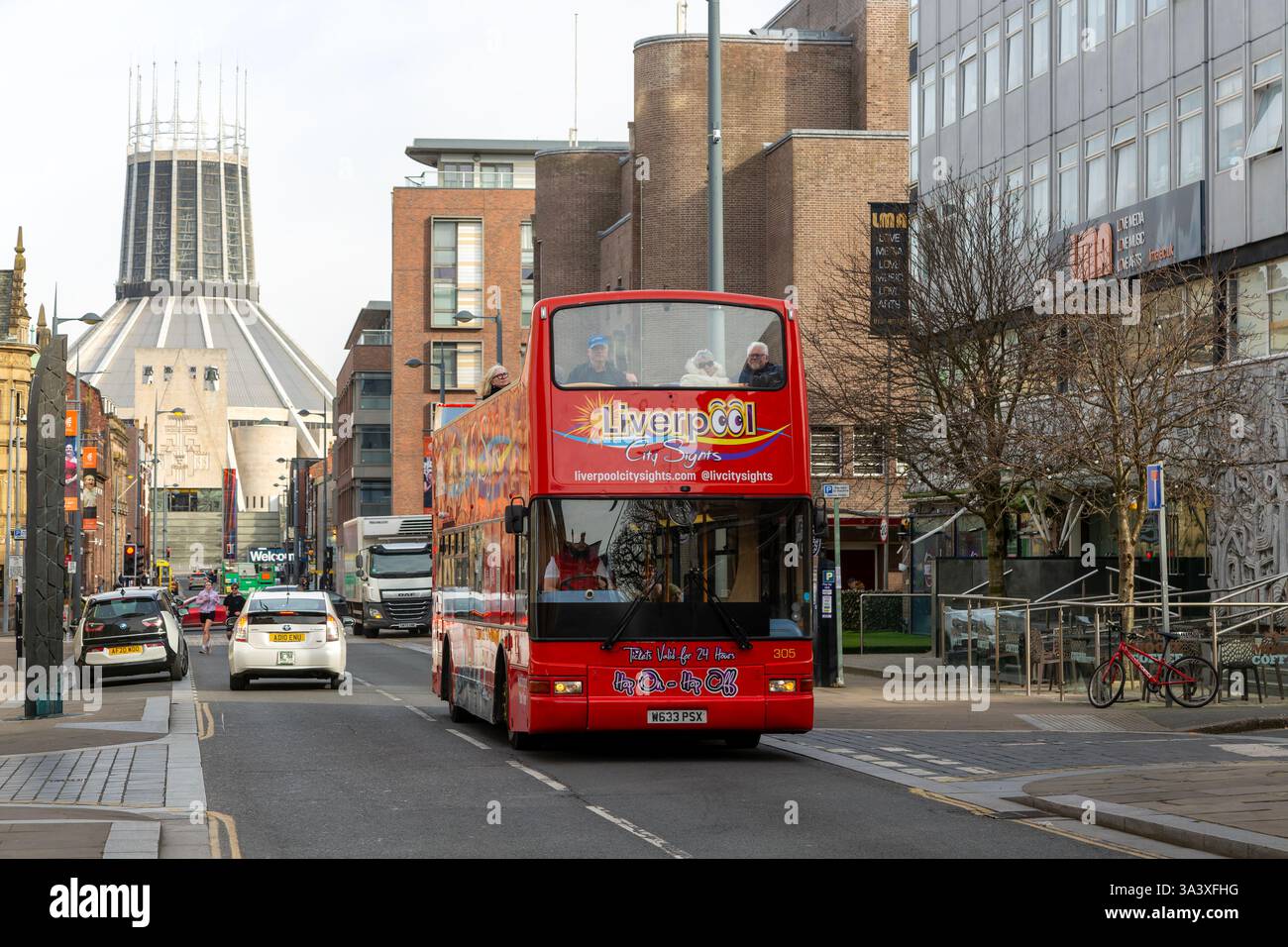Liverpool City Sights red double-decker open -top tour bus, Hope Street ...