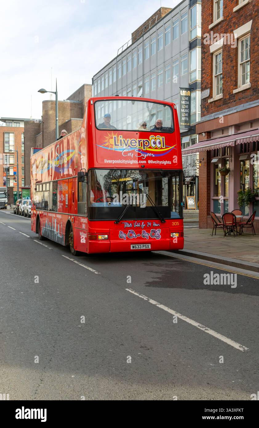 Liverpool City Sights red double-decker open -top tour bus, Hope Street ...