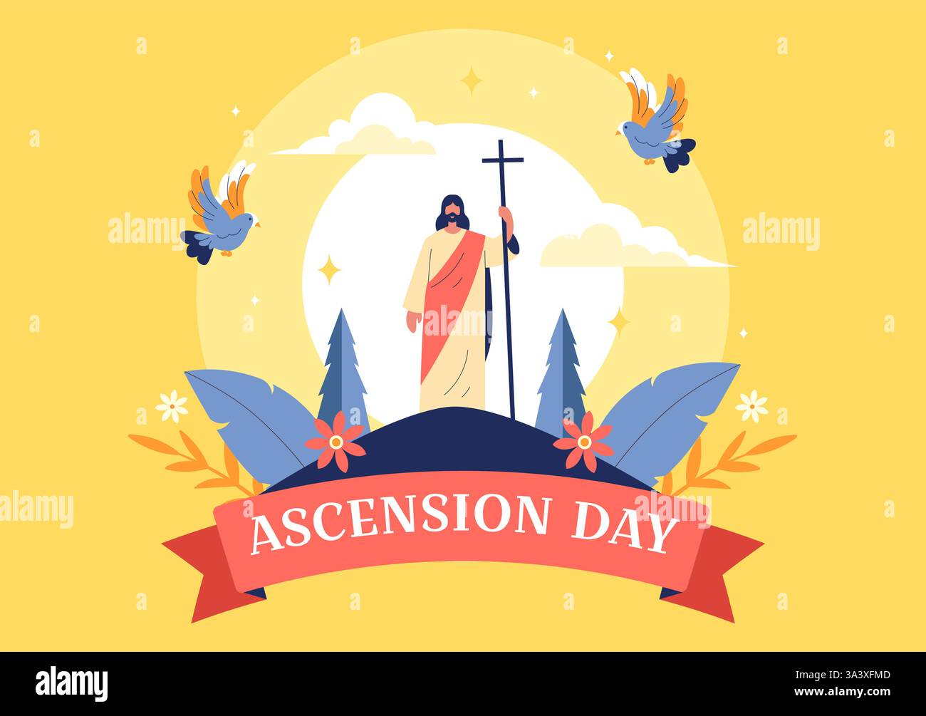 Ascension Day Vector Illustration Featuring the Assumption of Mary in ...