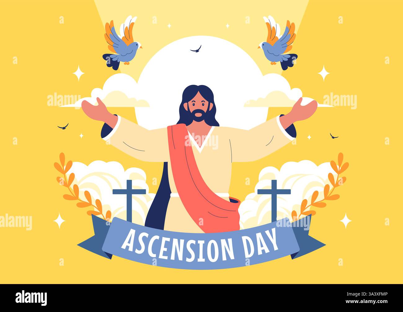 Ascension Day Vector Illustration Featuring the Assumption of Mary in ...