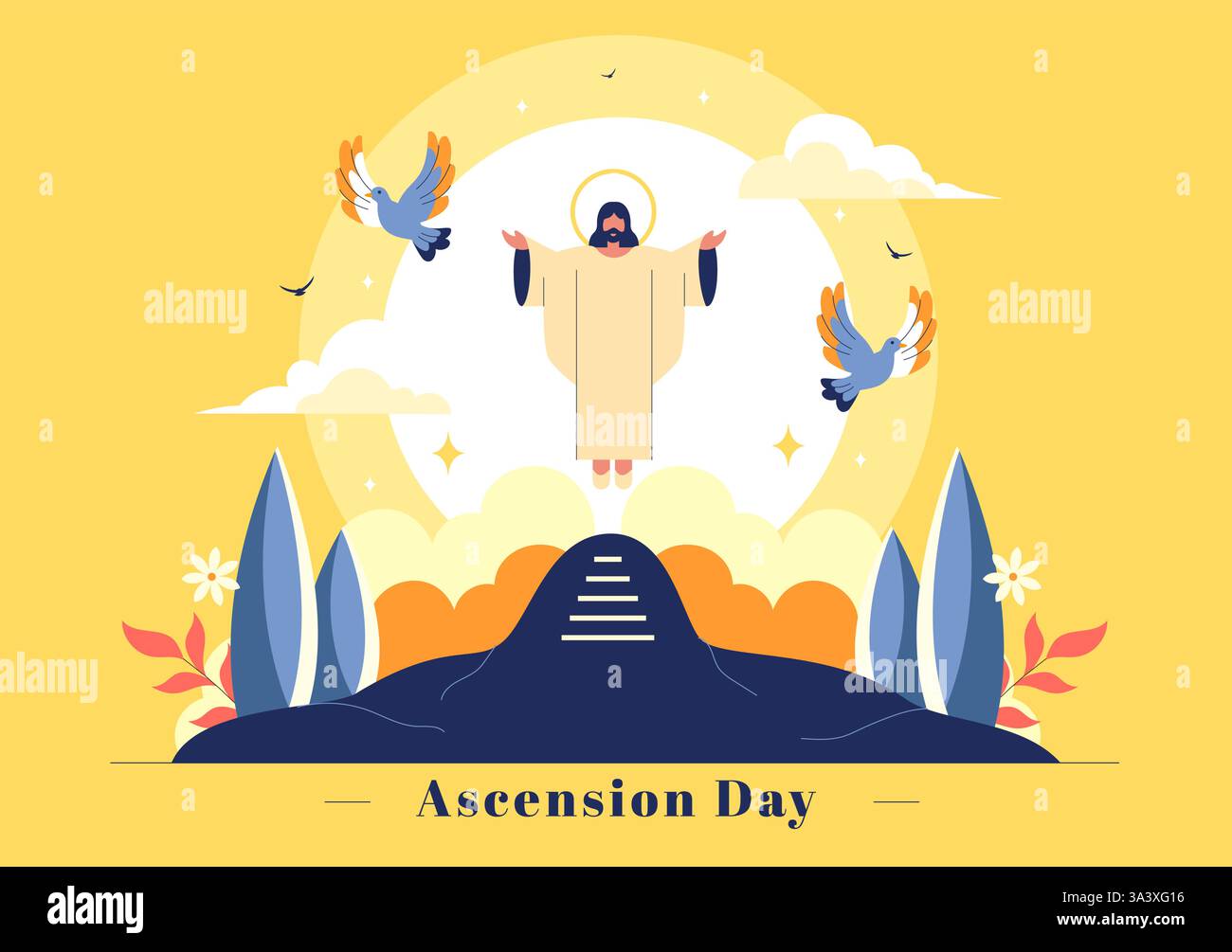 Ascension Day Vector Illustration Featuring the Assumption of Mary in ...