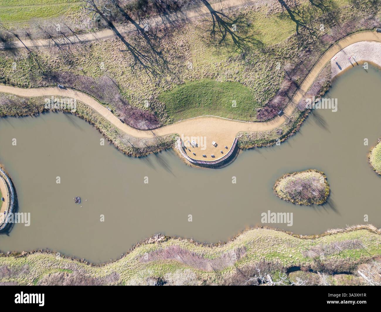 aerial view of knowle park lake in cranleigh surrey Stock Photo - Alamy