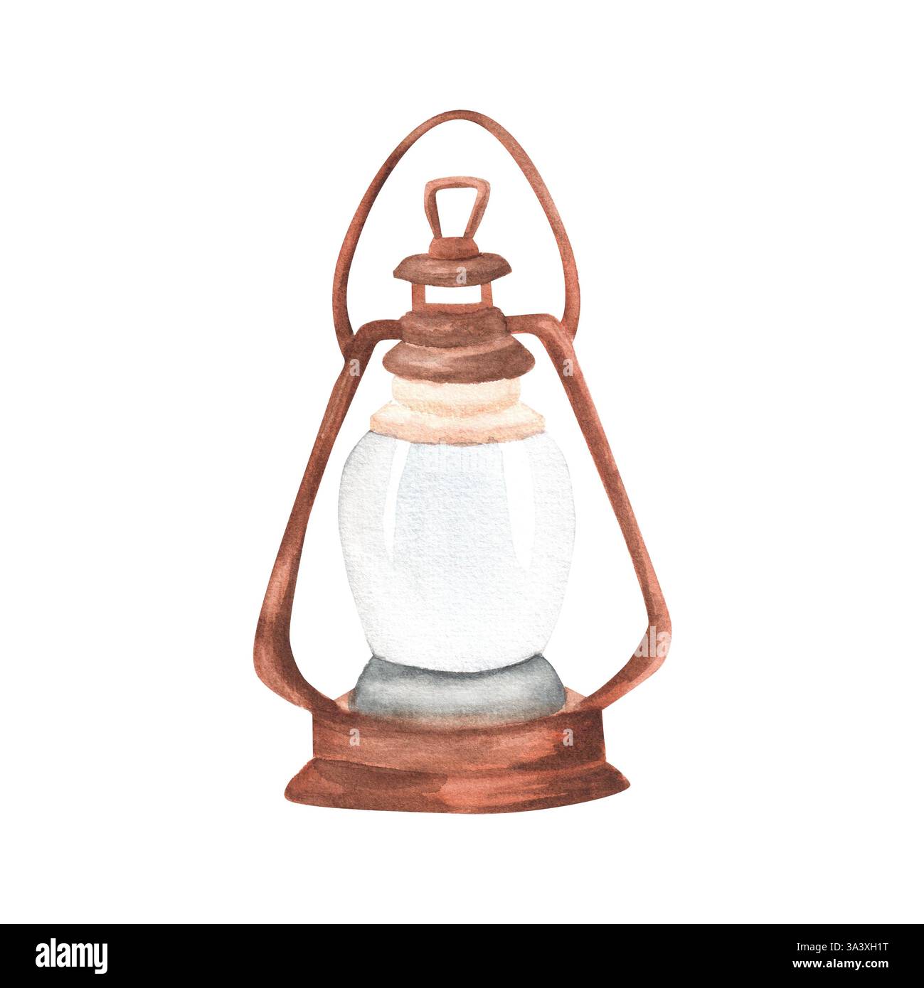 Camping kerosene or gasoline lantern. Metal lamp for expedition ...