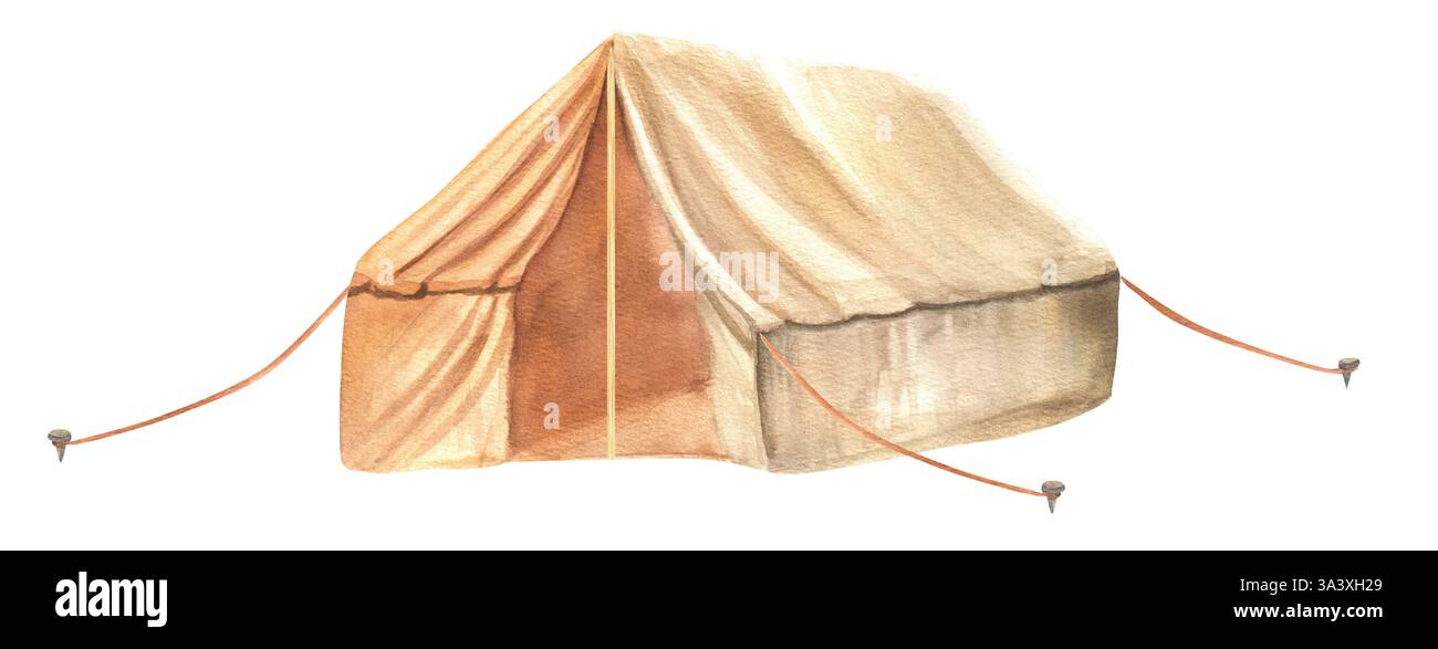 Mountain camping tent. Isolated hiking tent. Tourist camp. Expedition ...