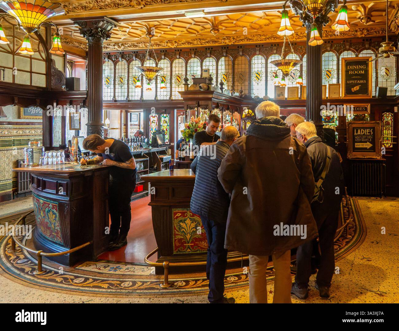 Grade 1 listed interior of the Philharmonic Dining Rooms public house ...
