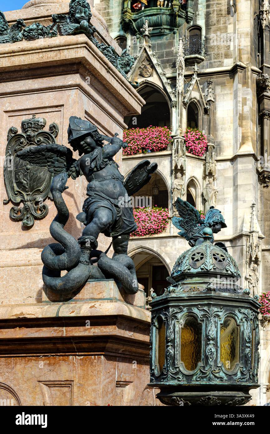 Depiction of allegorical battles against monsters, sculptures at the ...