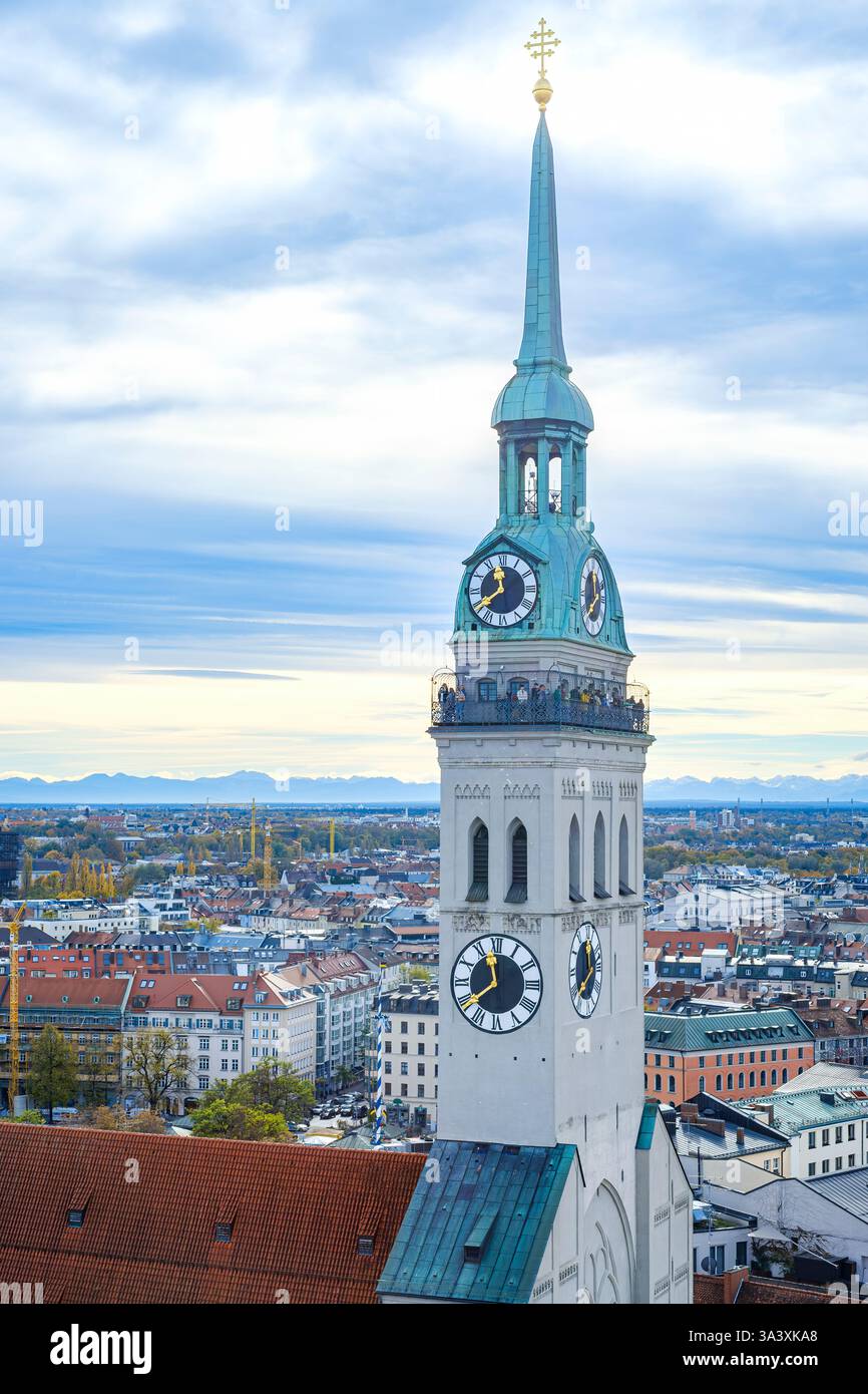The tower of the parish church of St Peter, Munich, Bavaria, Germany ...