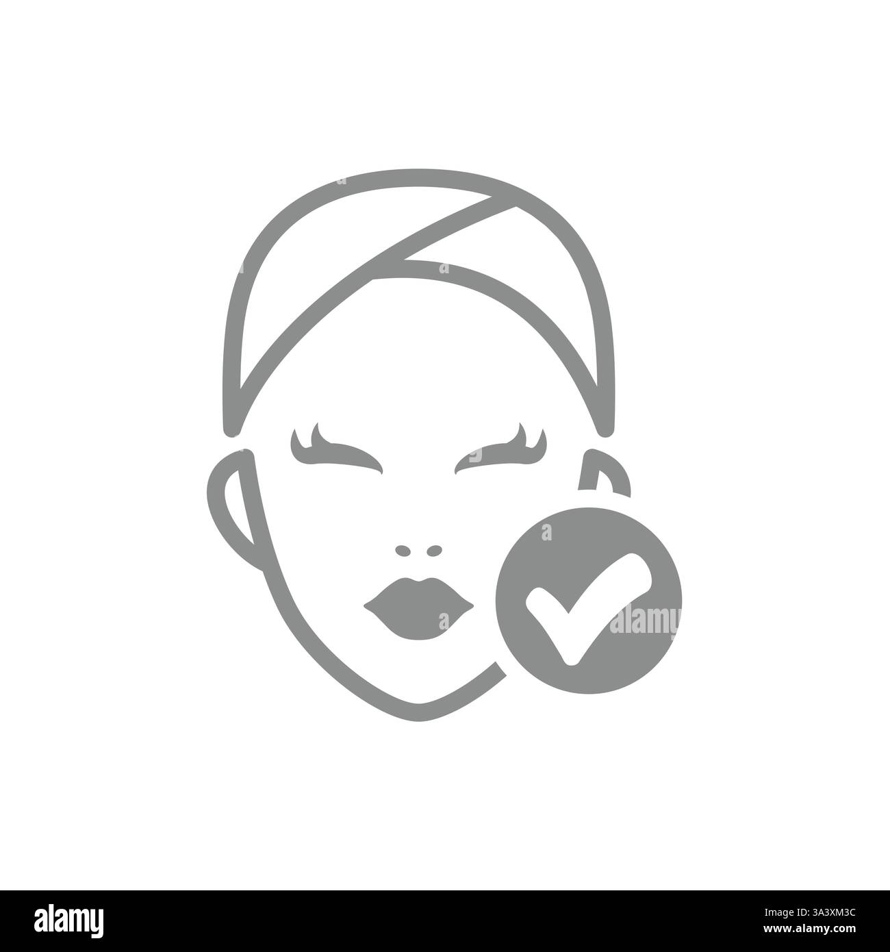 Clean cosmetics woman face with checkmark. Cosmetic routine, skin ...