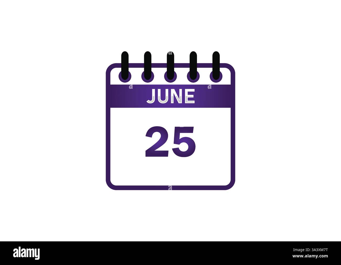 June 25 Calendar Icon – Purple Date Illustration Stock Vector Image ...
