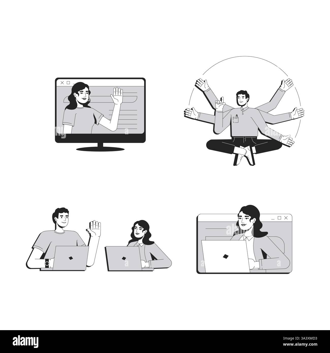 Team work line conceptual illustration set Stock Vector Image & Art - Alamy