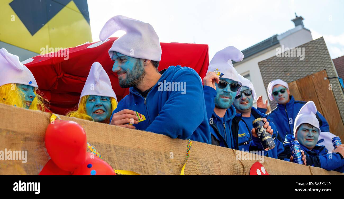 group "Smurfs" at the carnival parade 2025 in the city of Tulln at the ...