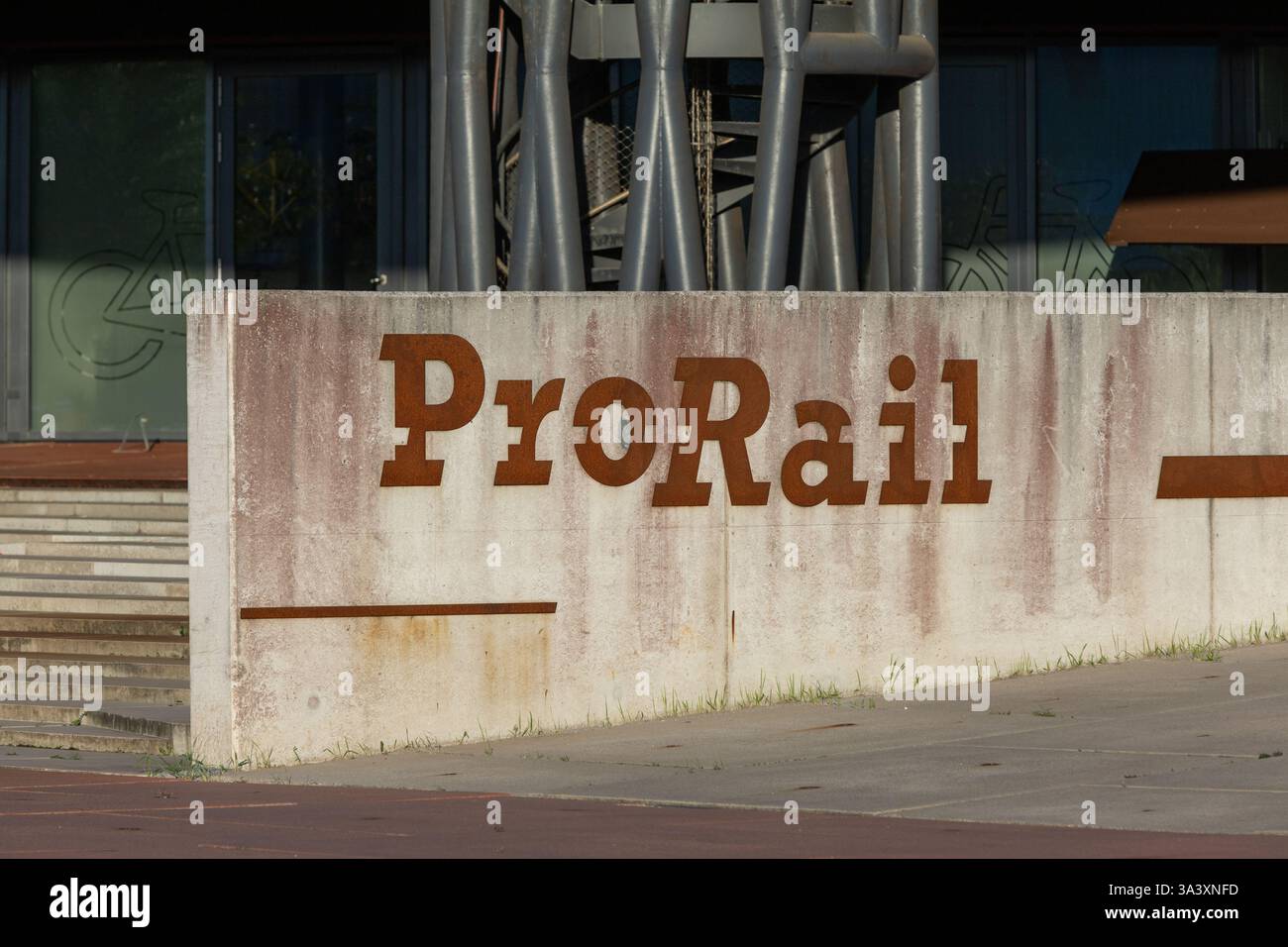 ProRail sign logo at the traffic control station Utrecht Pro Rail Stock ...