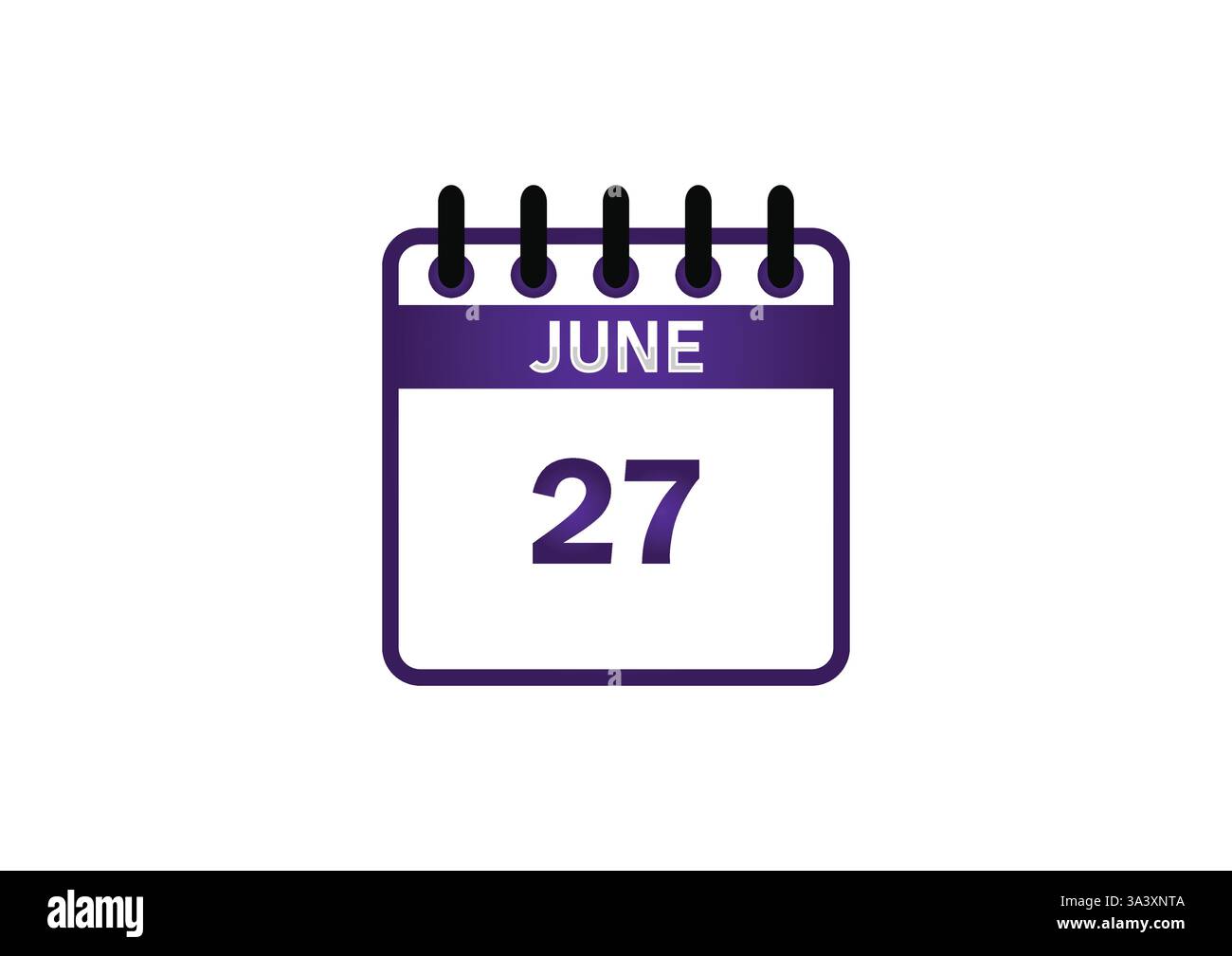June 27 Calendar Icon – Purple Date Illustration Stock Vector Image ...
