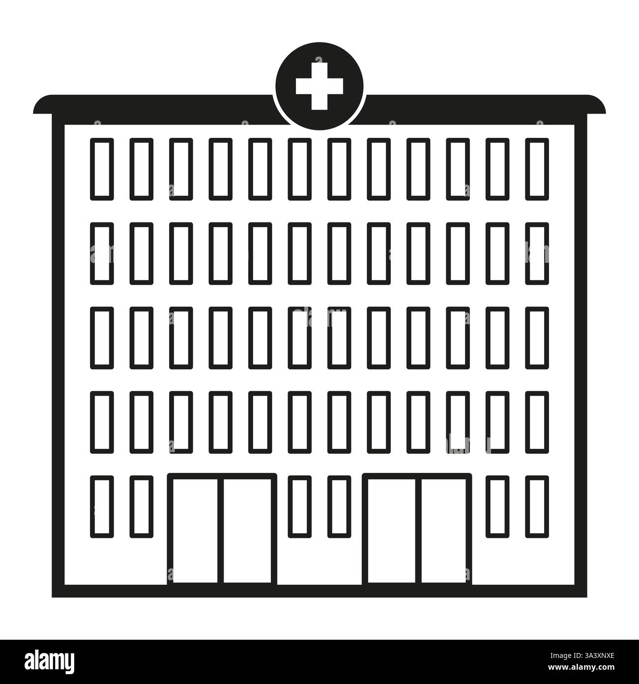 Hospital building icon. Medical cross symbol. Black healthcare graphic ...