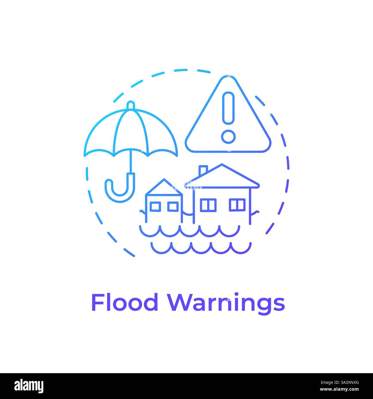 Flood warning blue gradient concept icon Stock Vector Image & Art - Alamy