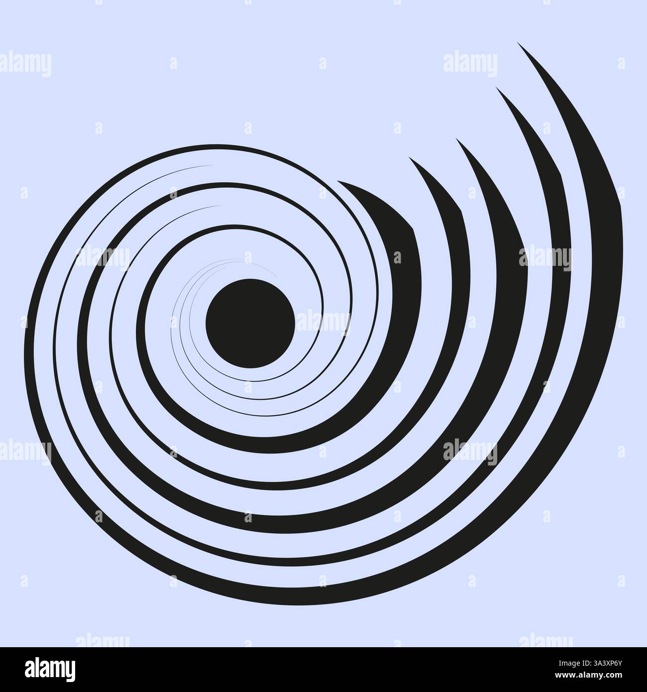 Black spiral waves. Abstract circular motion. Geometric vortex effect ...