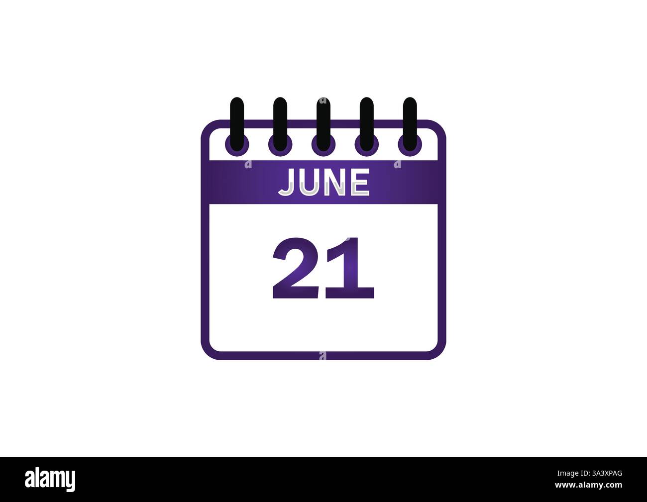 June 21 Calendar Icon – Purple Date Illustration Stock Vector Image ...
