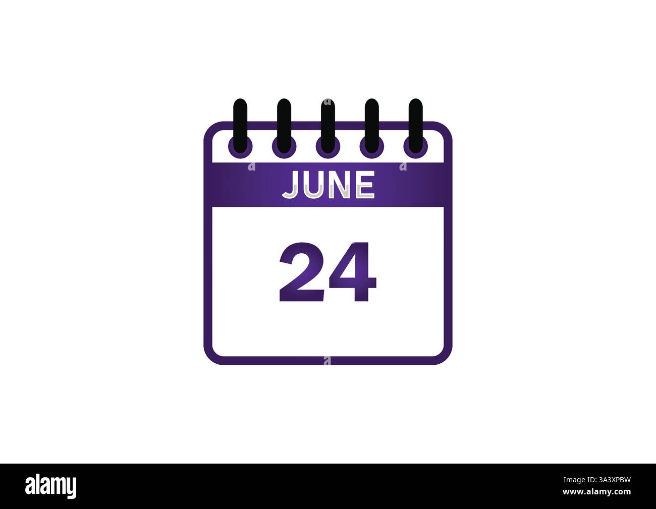 June 24 Calendar Icon – Purple Date Illustration Stock Vector Image ...