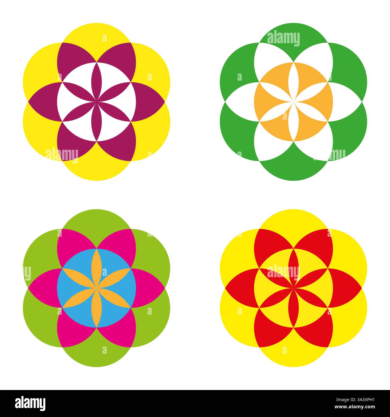 Geometric flower shapes. Colorful floral elements. Abstract petal ...