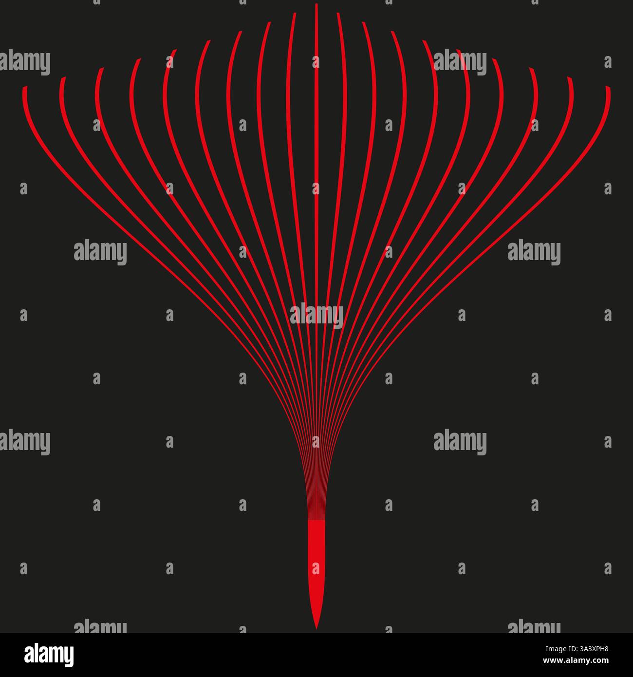 Red abstract shape. Curved line pattern. Optical illusion effect. Dark ...