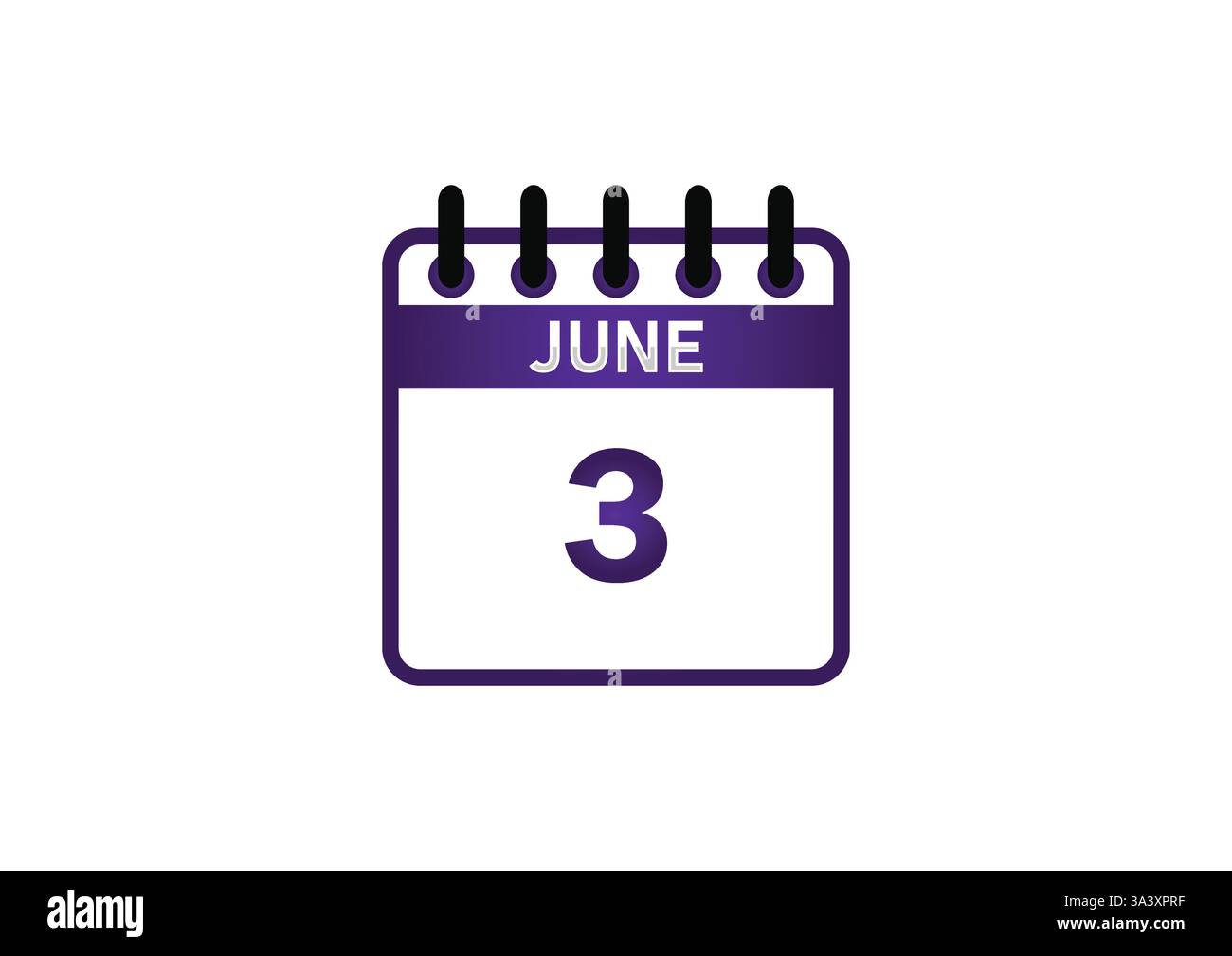 June 3 Calendar Icon – Purple Date Illustration Stock Vector Image ...