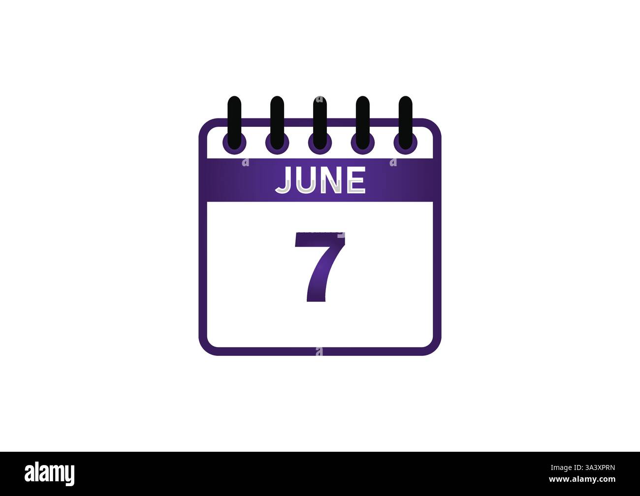 June 7 Calendar Icon – Purple Date Illustration Stock Vector Image ...
