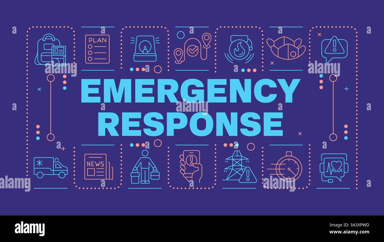 Emergency response dark purple word concept Stock Vector Image & Art ...