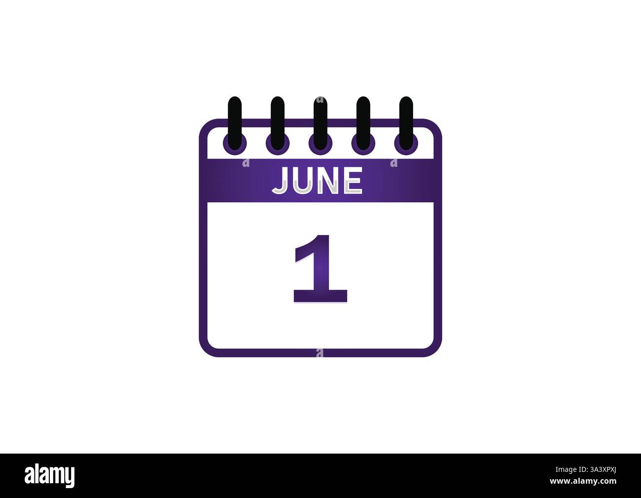 June 1 Calendar Icon – Purple Date Illustration Stock Vector Image ...