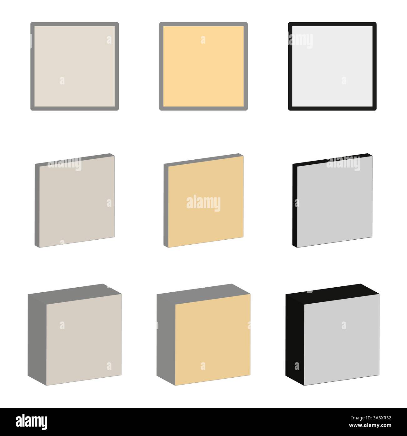 Isometric square design. Geometric block elements. Three dimensional ...