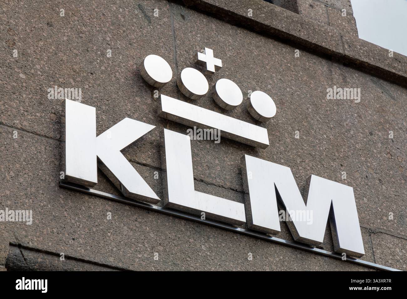 KLM chrome logo sign. Koninklijke Luchtvaart Maatschappij is the ...