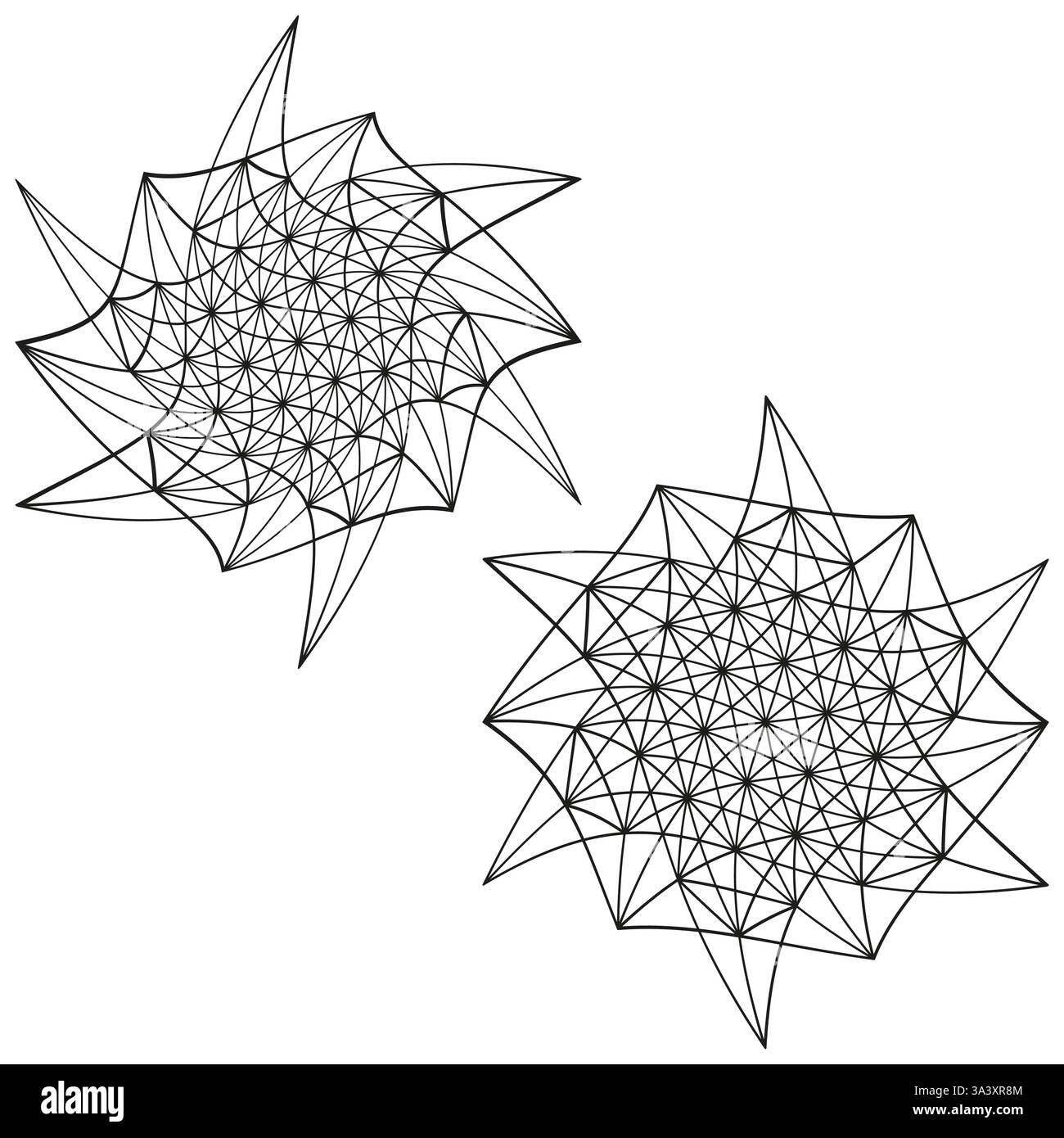 Geometric wireframe shape. Abstract grid pattern. Complex symmetric ...