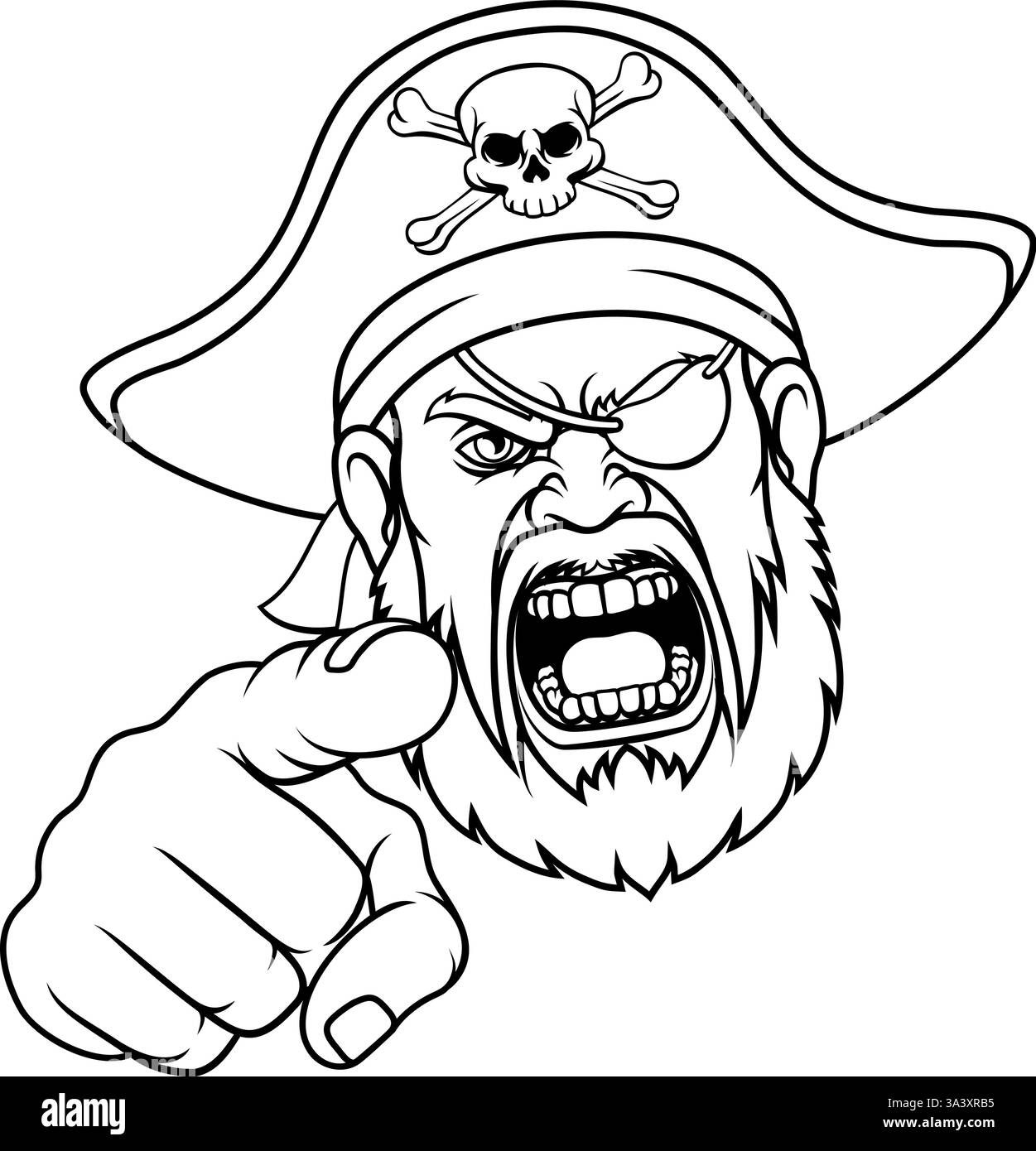 Pirate Captain Angry Mascot Cartoon Man Face Head Stock Vector Image ...