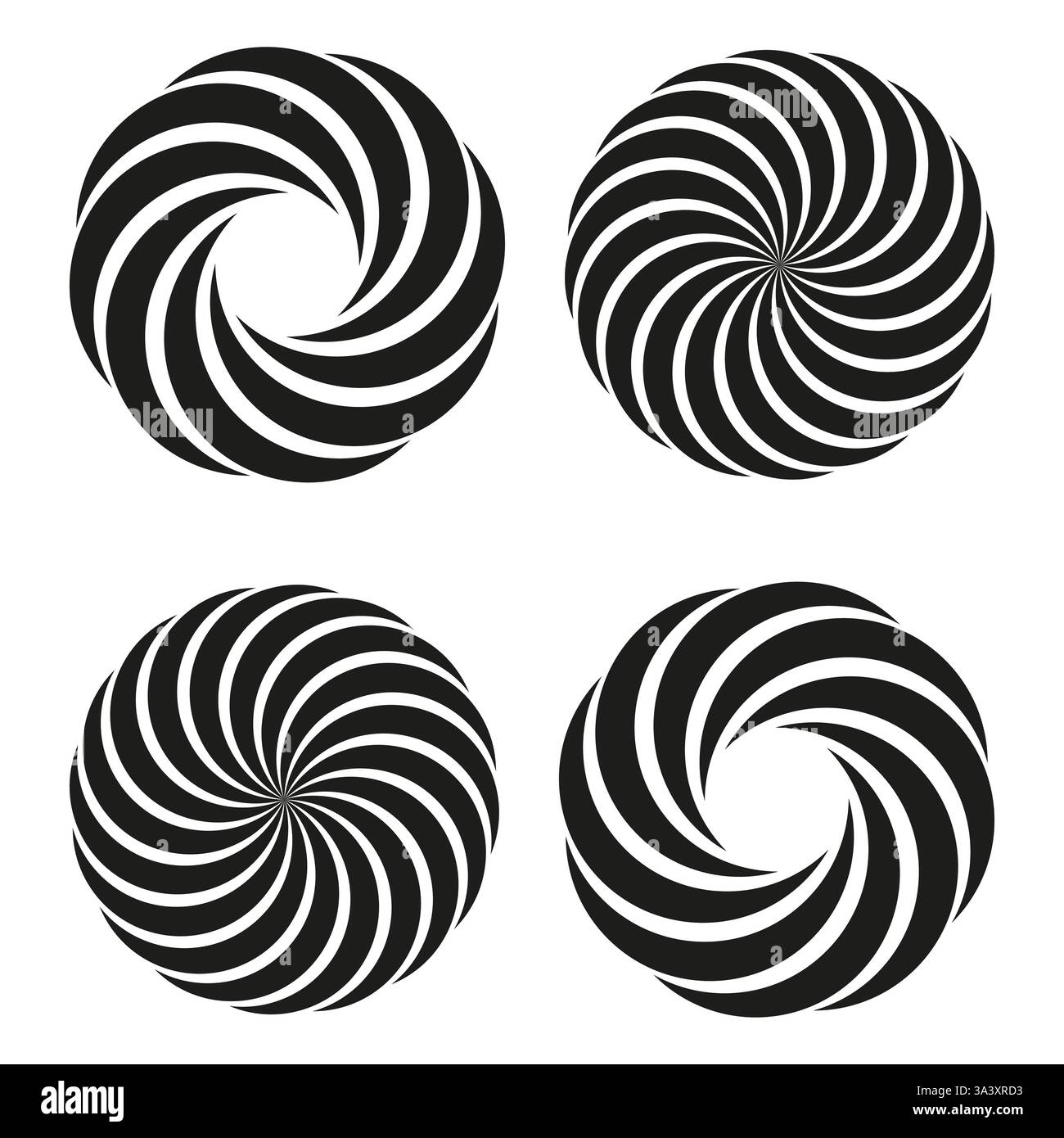 Hypnotic swirl symbols. Optical illusion design. Black white contrast ...